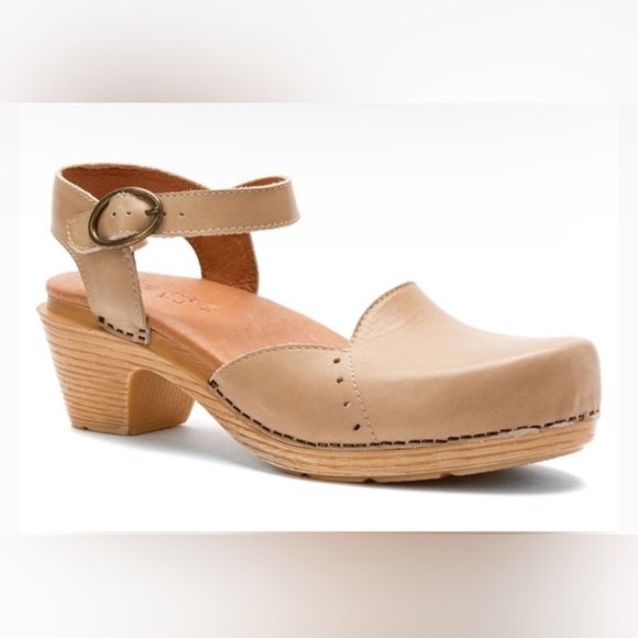 Dansko | Shoes | Dansko Maisey Clog Ankle Strap Heel In Sand Leather ...